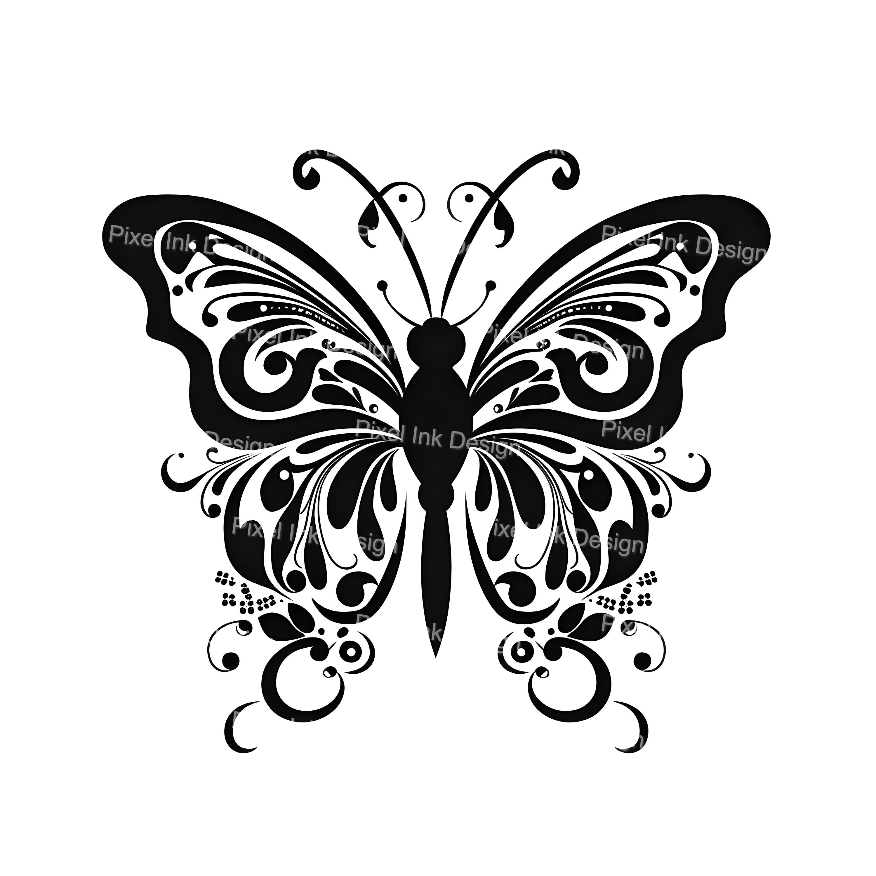 Butterfly Tattoo Design Transparent Background Download Detailed High ...