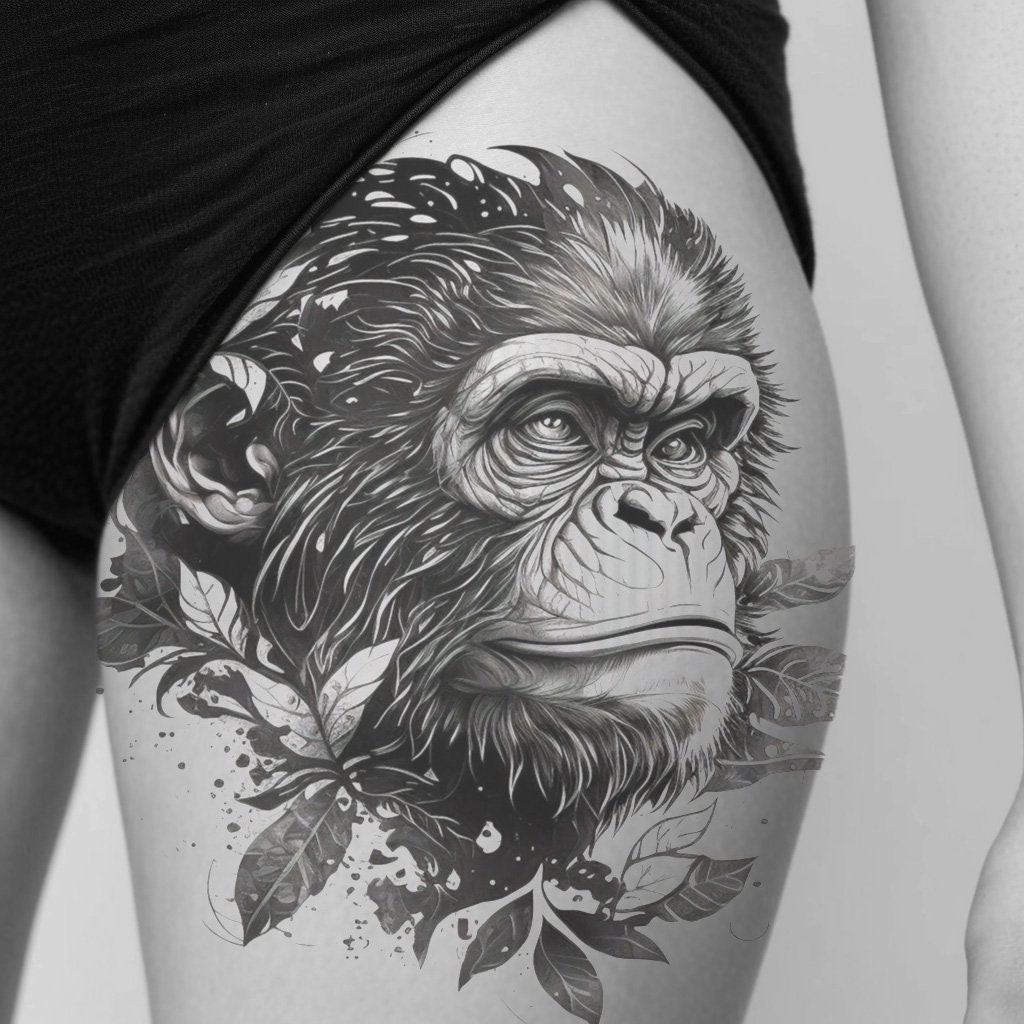 Ape Tattoo Design Download High Resolution Digital PNG Art on White ...