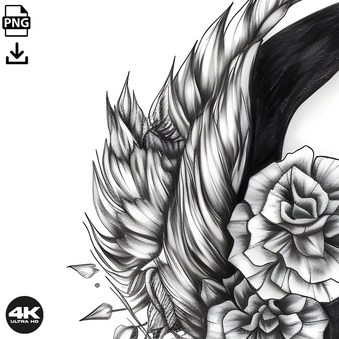 Rose With Wings Tattoo Design Download High Resolution Digital Art PNG ...