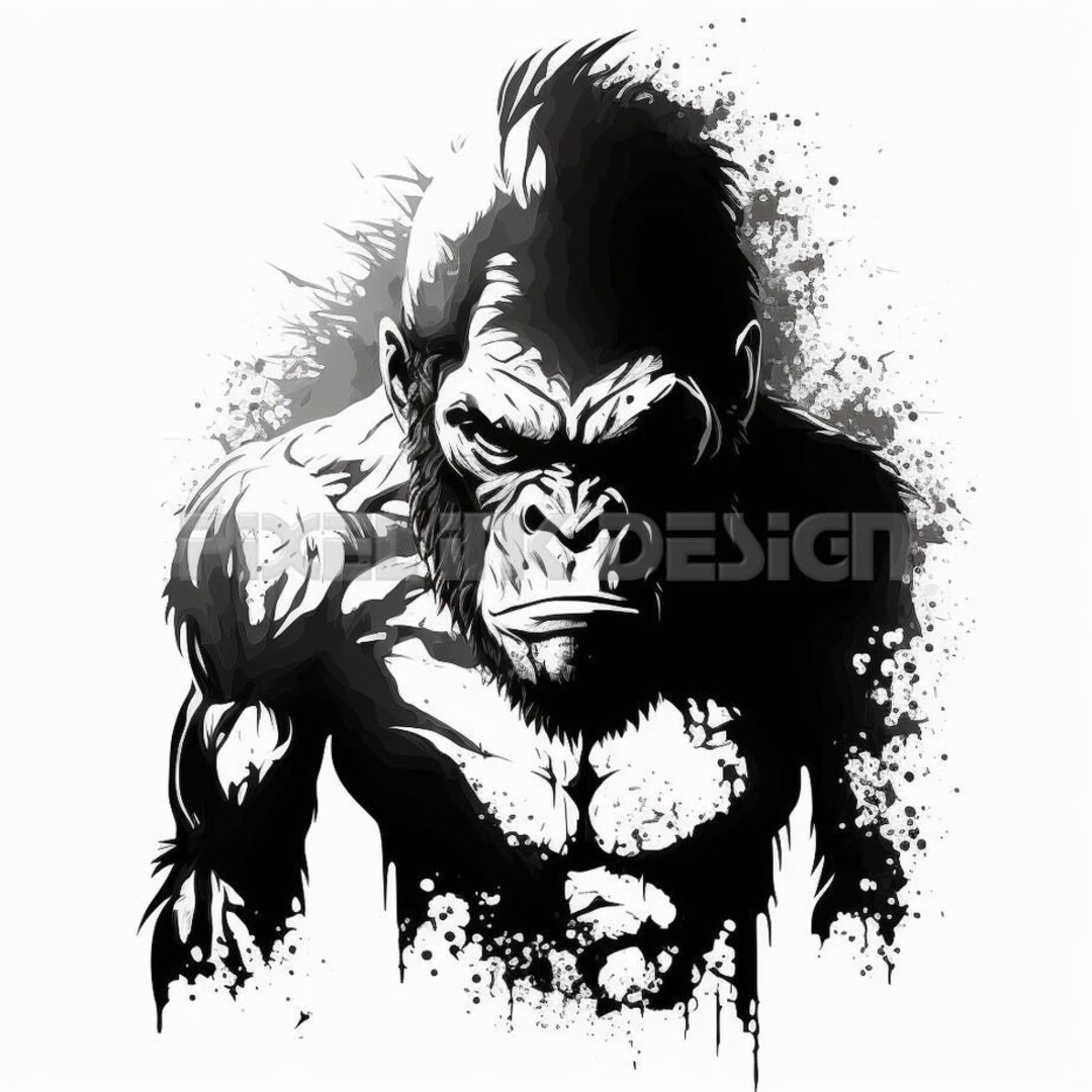 Ape Tattoo Design: High-resolution PNG, SVG Stencil (digital Download ...
