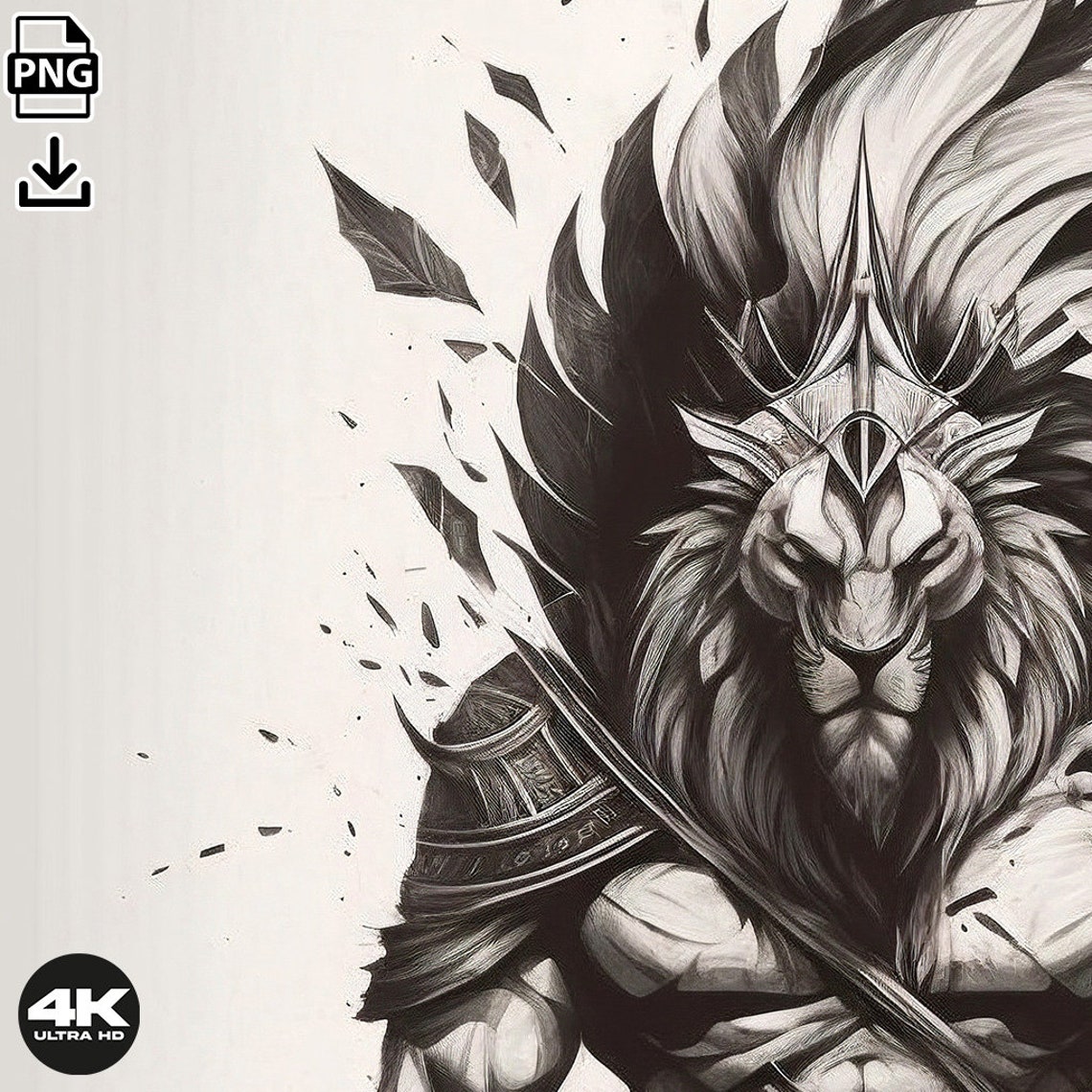 Lion Spartan Tattoo Design - Download High Resolution Digital Art PNG ...