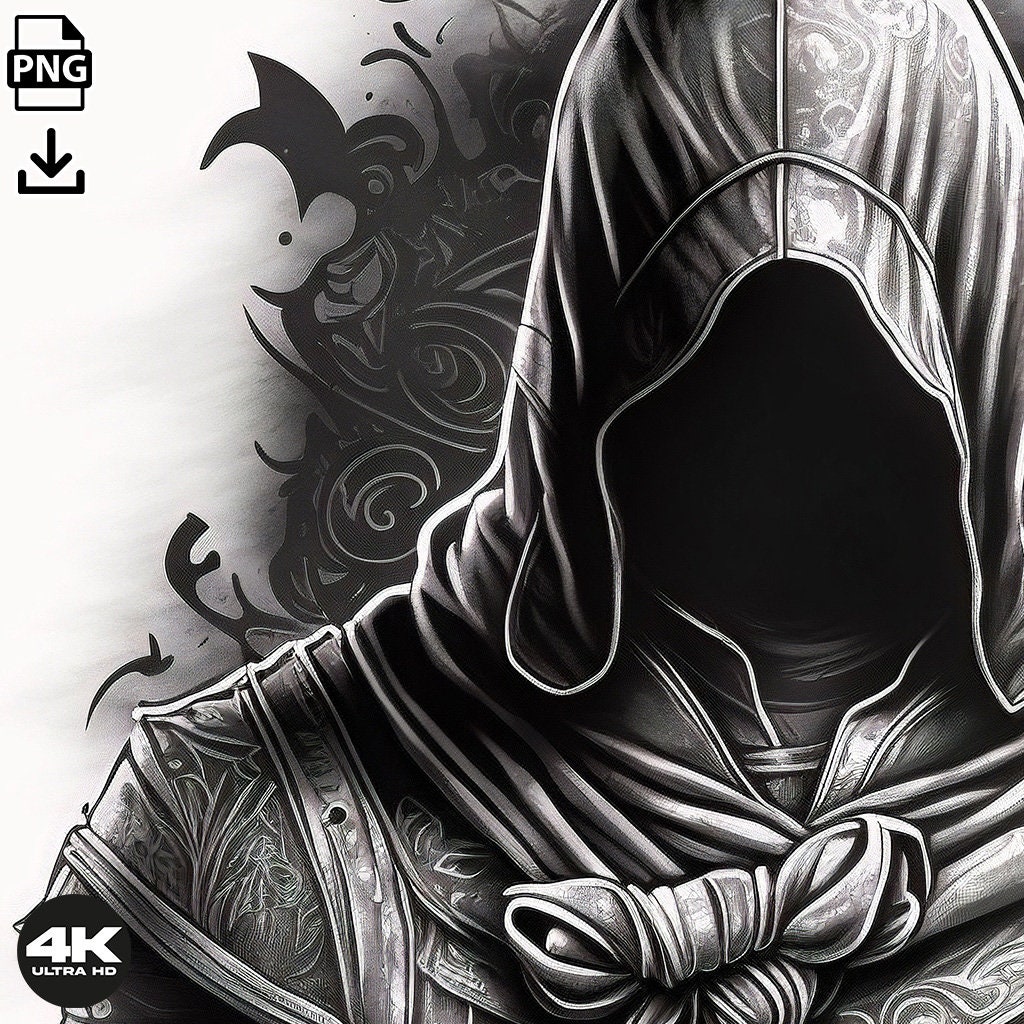 Hooded Assassin Tattoo Design Download High Resolution Digital Art PNG ...