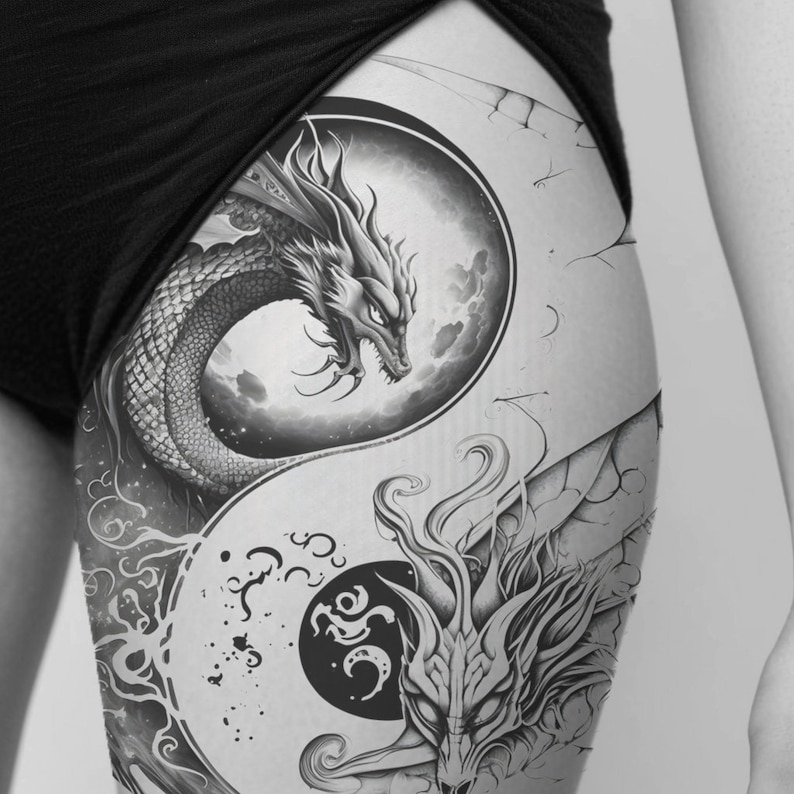 Yin & Yang Dragons Tattoo Design Download High Resolution Digital Art ...