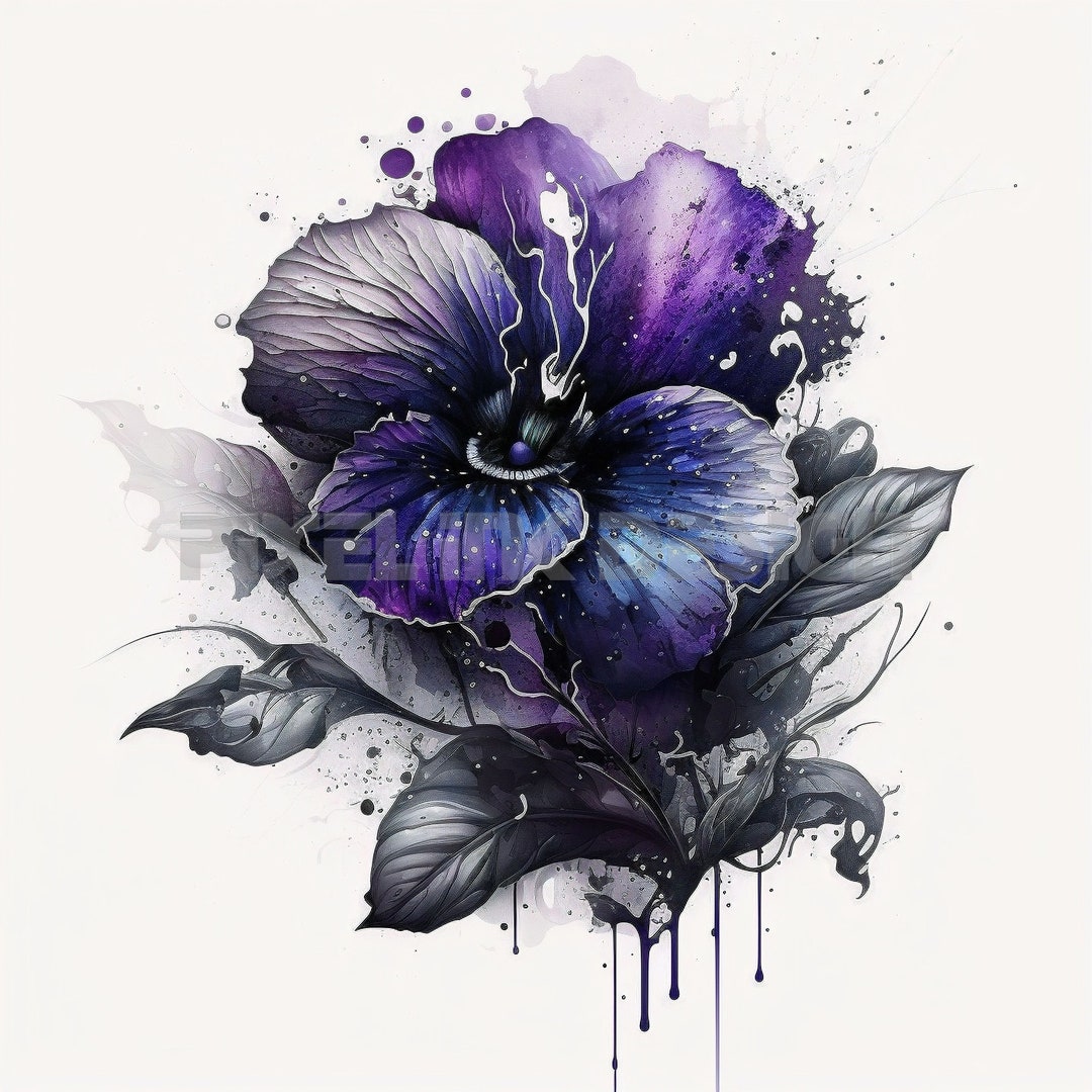 Violet Flower Tattoo Design - Download High Resolution Digital Art PNG ...