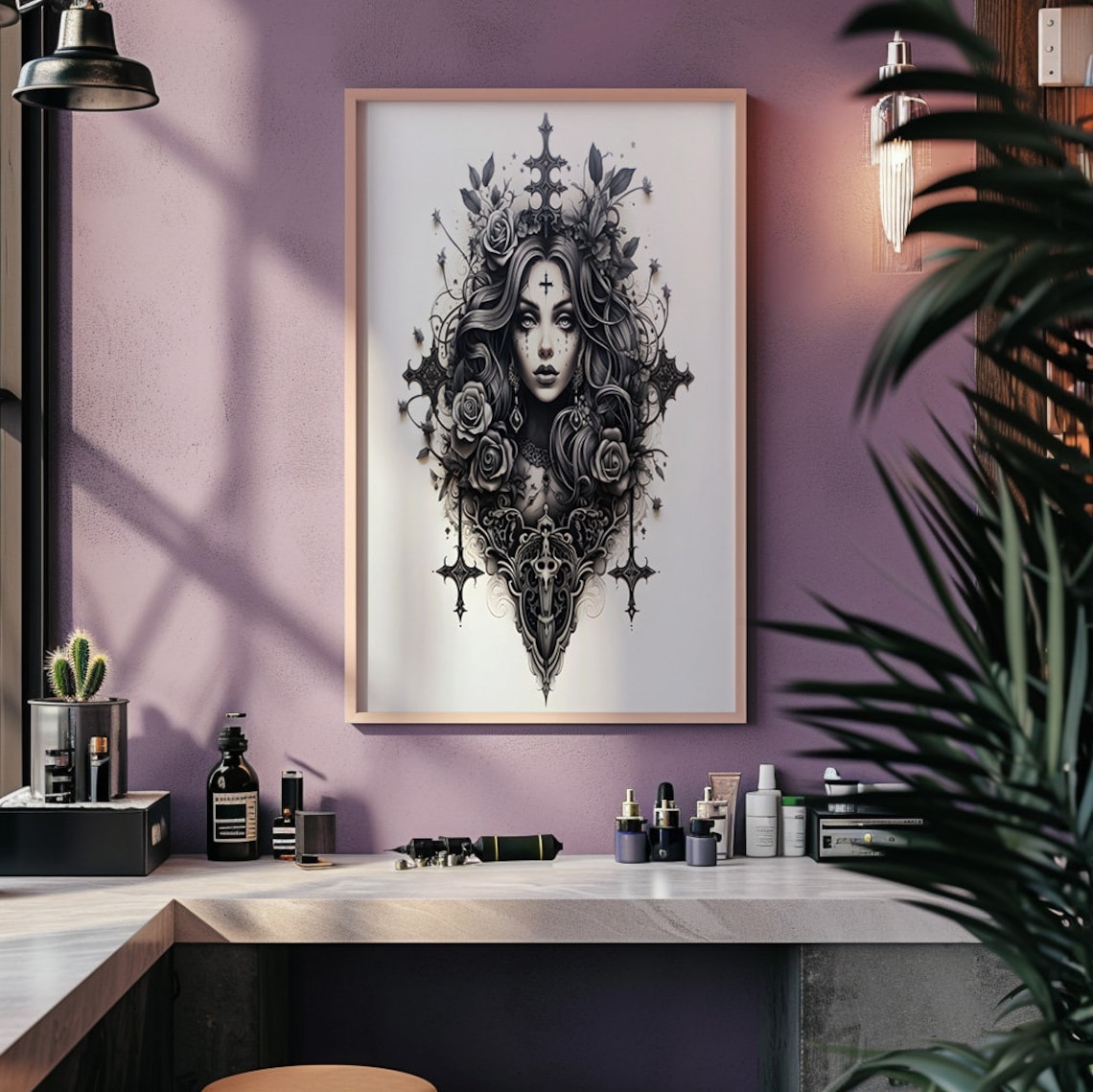 Gothic Woman Tattoo Transparent Background Download Detailed High ...