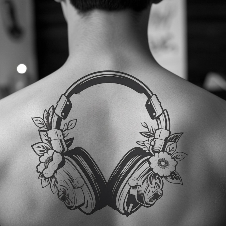 Headphones Tattoo Design Download High Resolution Digital Art PNG ...