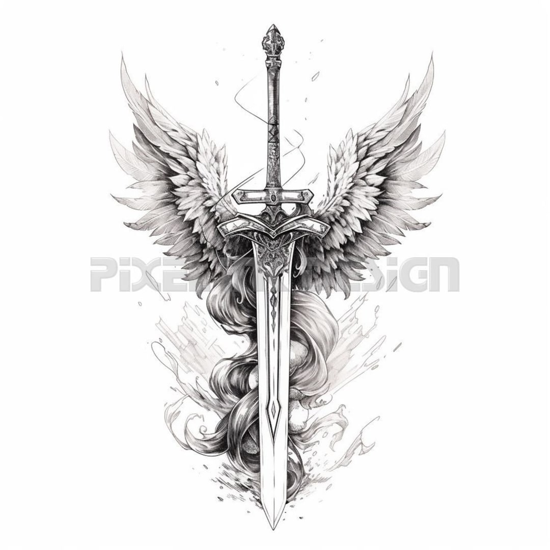 Sword With Wings Tattoo Design - Download High Resolution Digital Art ...