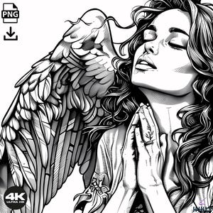 Praying Angel Tattoo Design - Download High Resolution Digital Art PNG ...