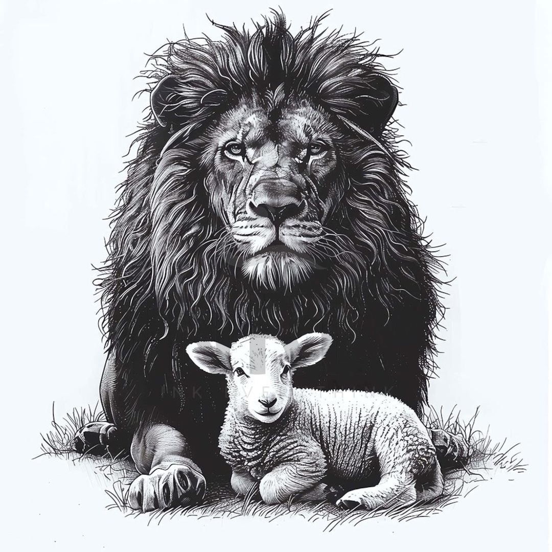 Lion and the Lamb Tattoo Design - Download High Resolution Digital Art ...