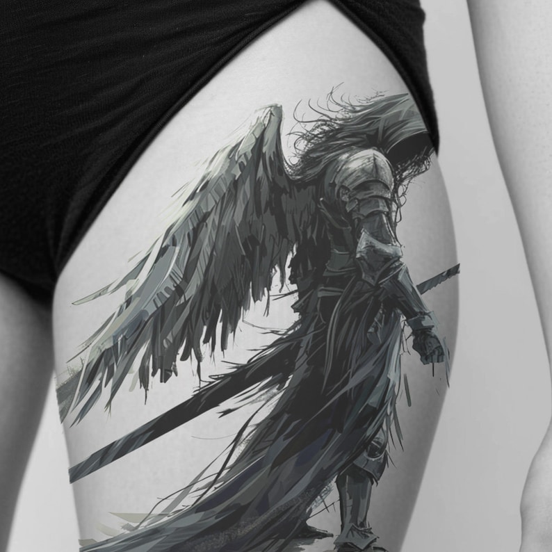 Guardian Angel With a Sword Tattoo Design Download High Resolution ...