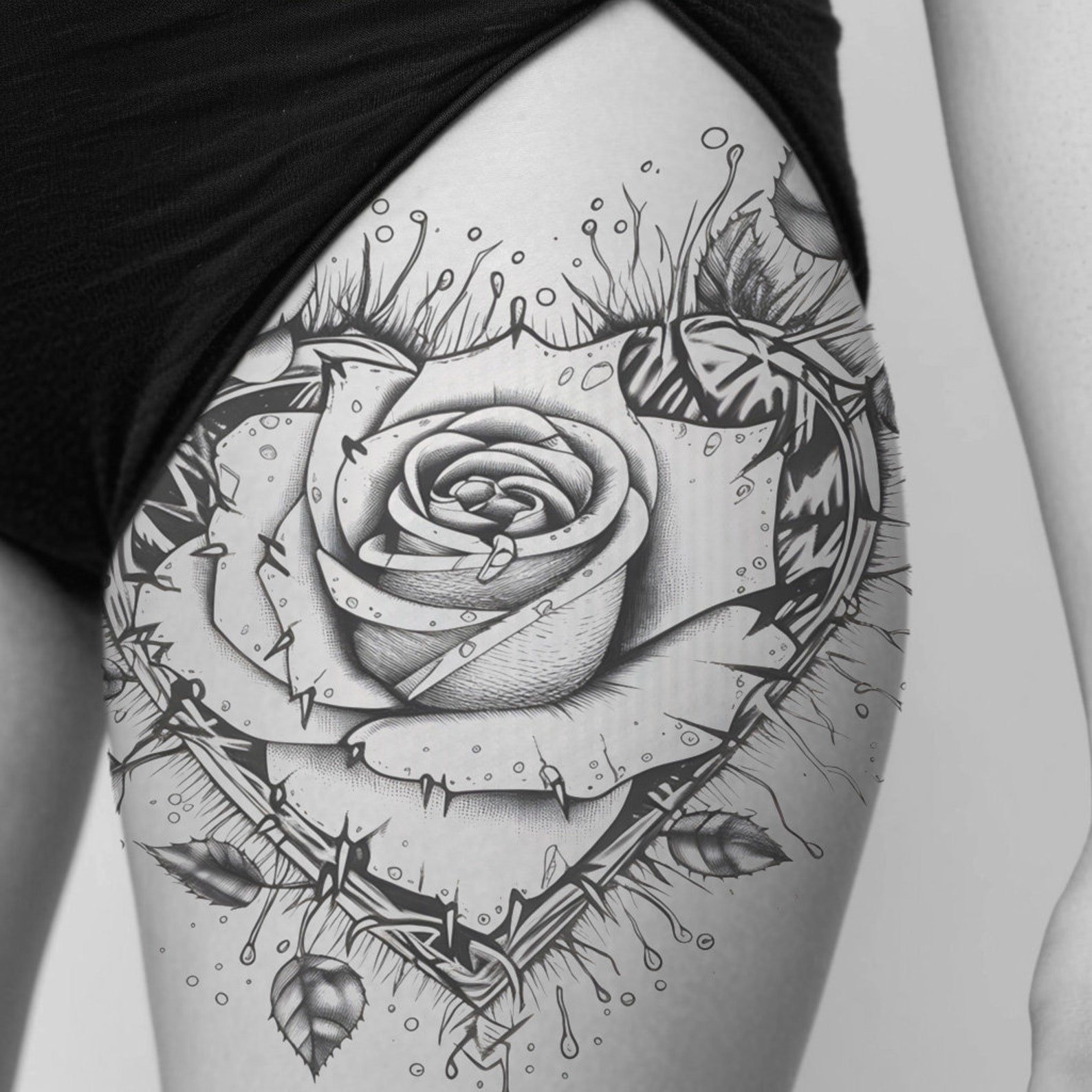 Rose in Heart Shape Tattoo Design - Download High Resolution Digital ...