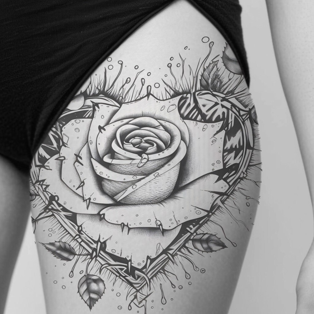 Rose in Heart Shape Tattoo Design - Download High Resolution Digital ...