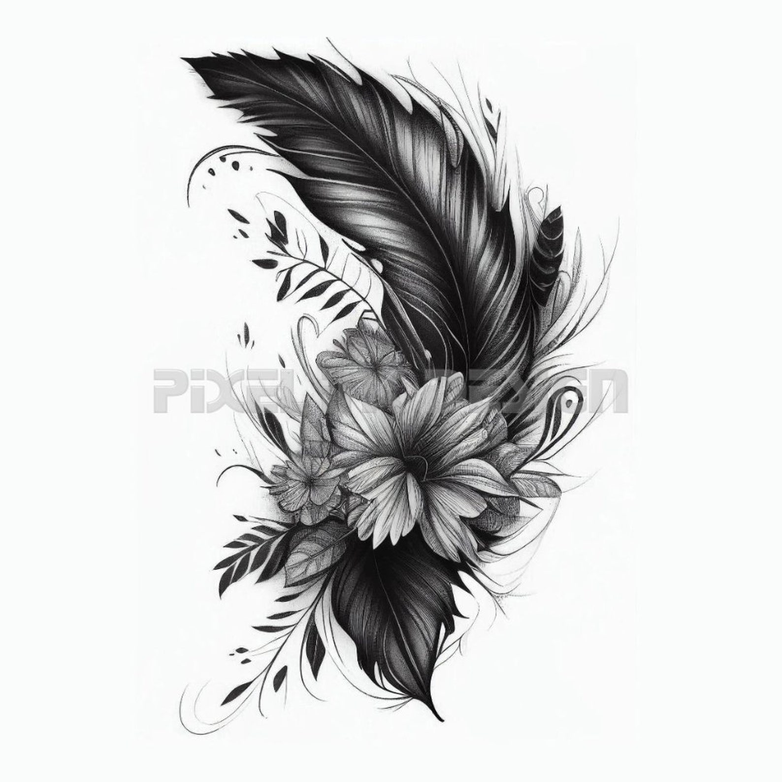 Feather Tattoo Design - Download High Resolution Digital Art PNG ...