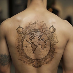 Vintage Map Tattoo Design - Download High Resolution Digital Art PNG ...