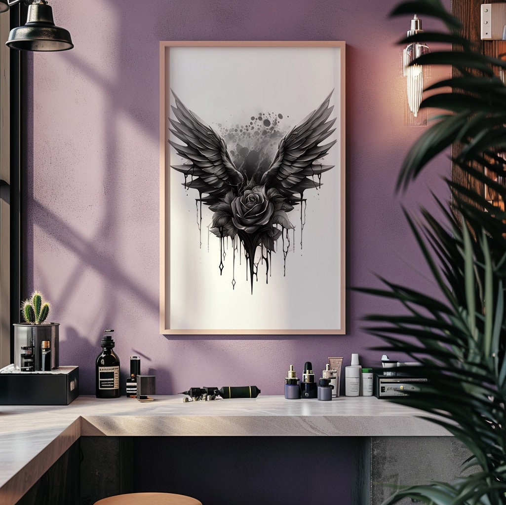 Rose With Wings Tattoo Design Download High Resolution Digital Art PNG ...