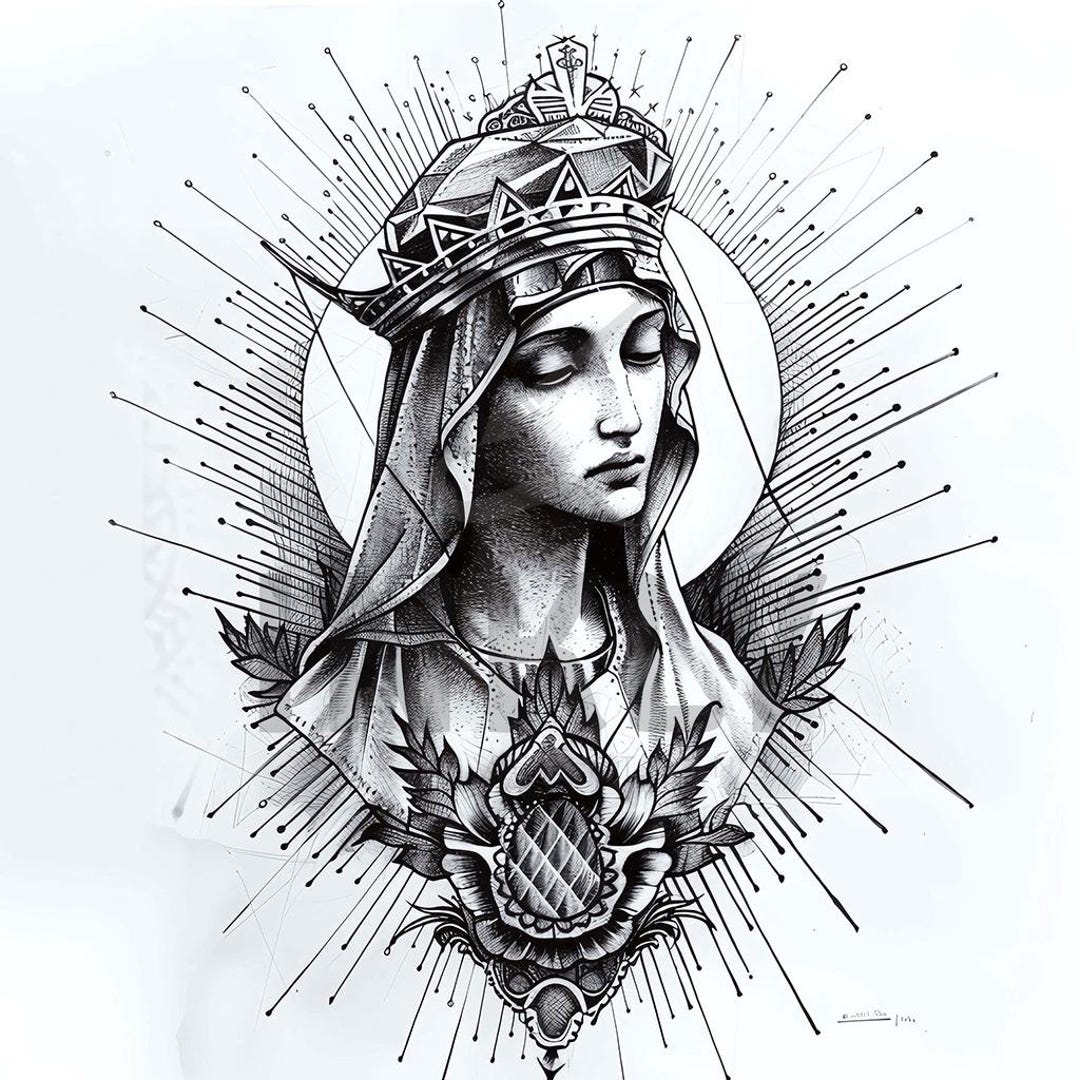 Mary Mother of God Tattoo Design - Download High Resolution Digital Art ...