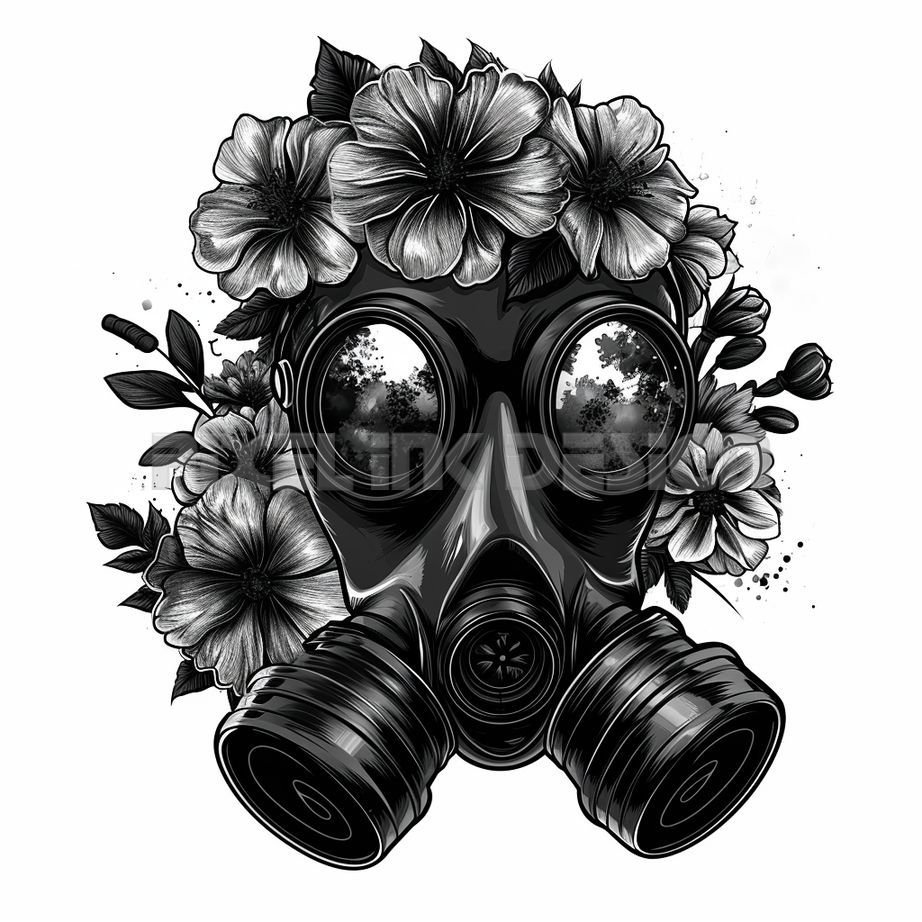 Skull Gas Mask Tattoo Design