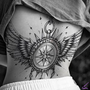 Compass With Wings Tattoo Design - Download High Resolution Digital Art ...
