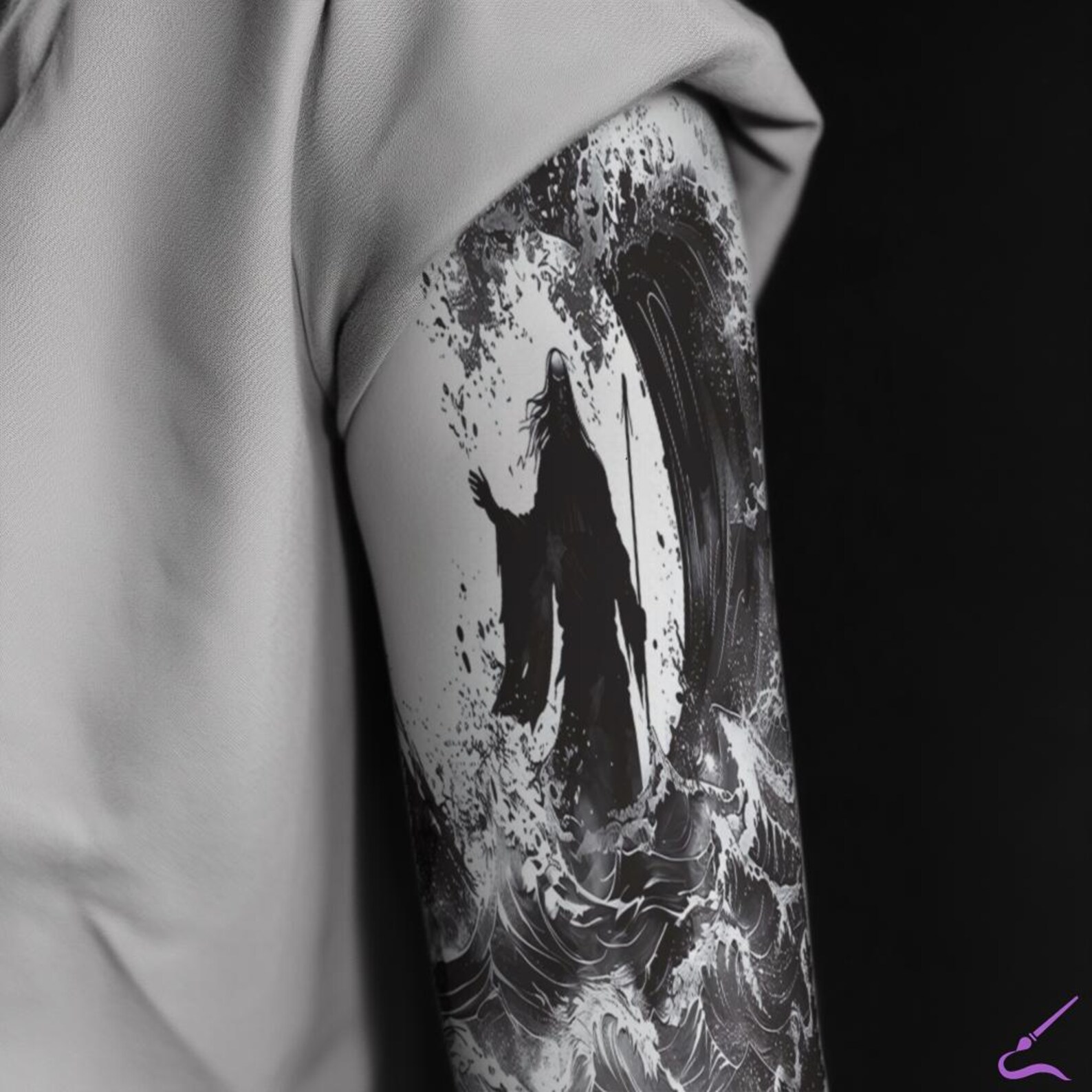 Moses Parting the Sea Tattoo Design - Transparent Background - Download ...