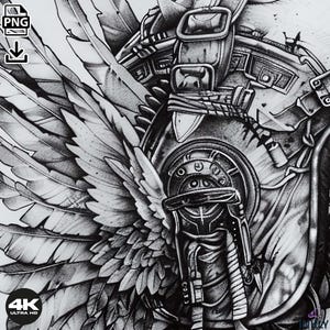 Angel in Helmet Tattoo Design - Download High Resolution Digital Art ...