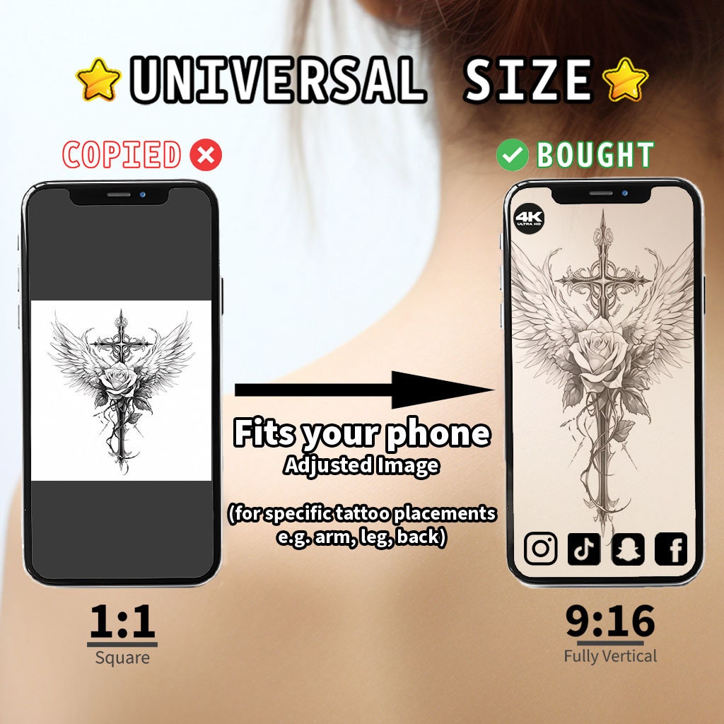 Cross With Wings and Rose Tattoo Design White Background Download ...