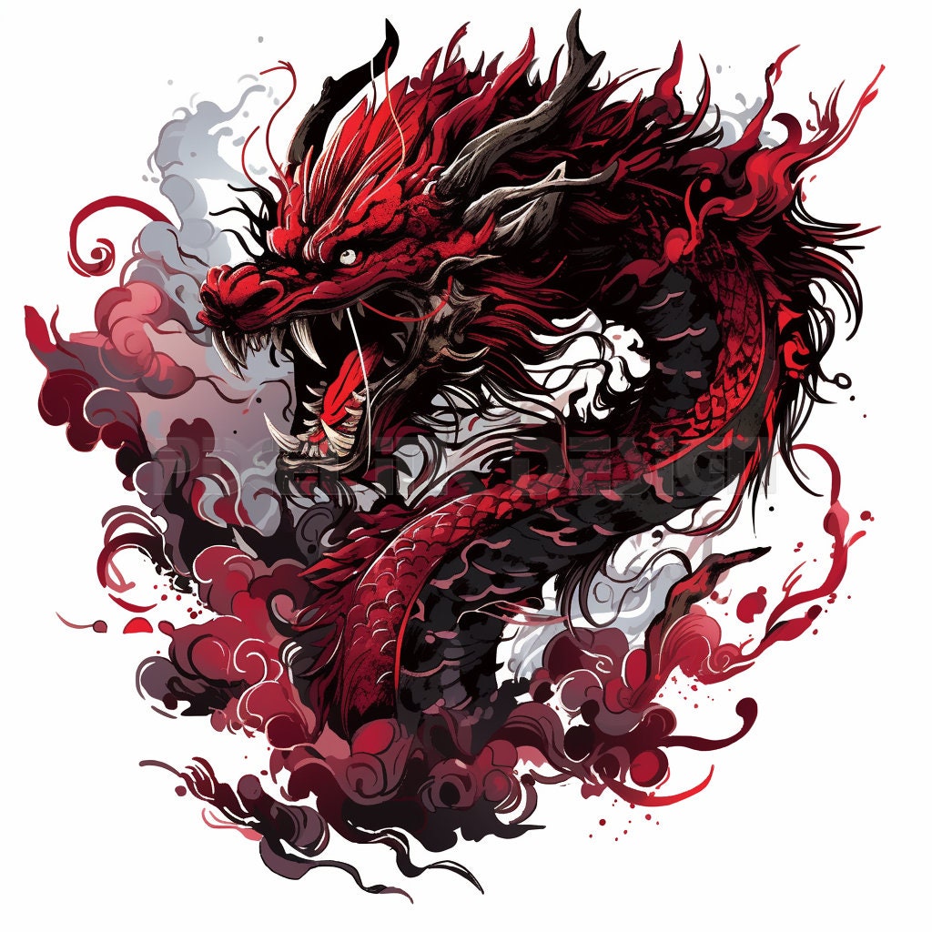 Red Dragon Tattoo Design: 4K PNG, SVG Stencil (digital Download) - Etsy ...
