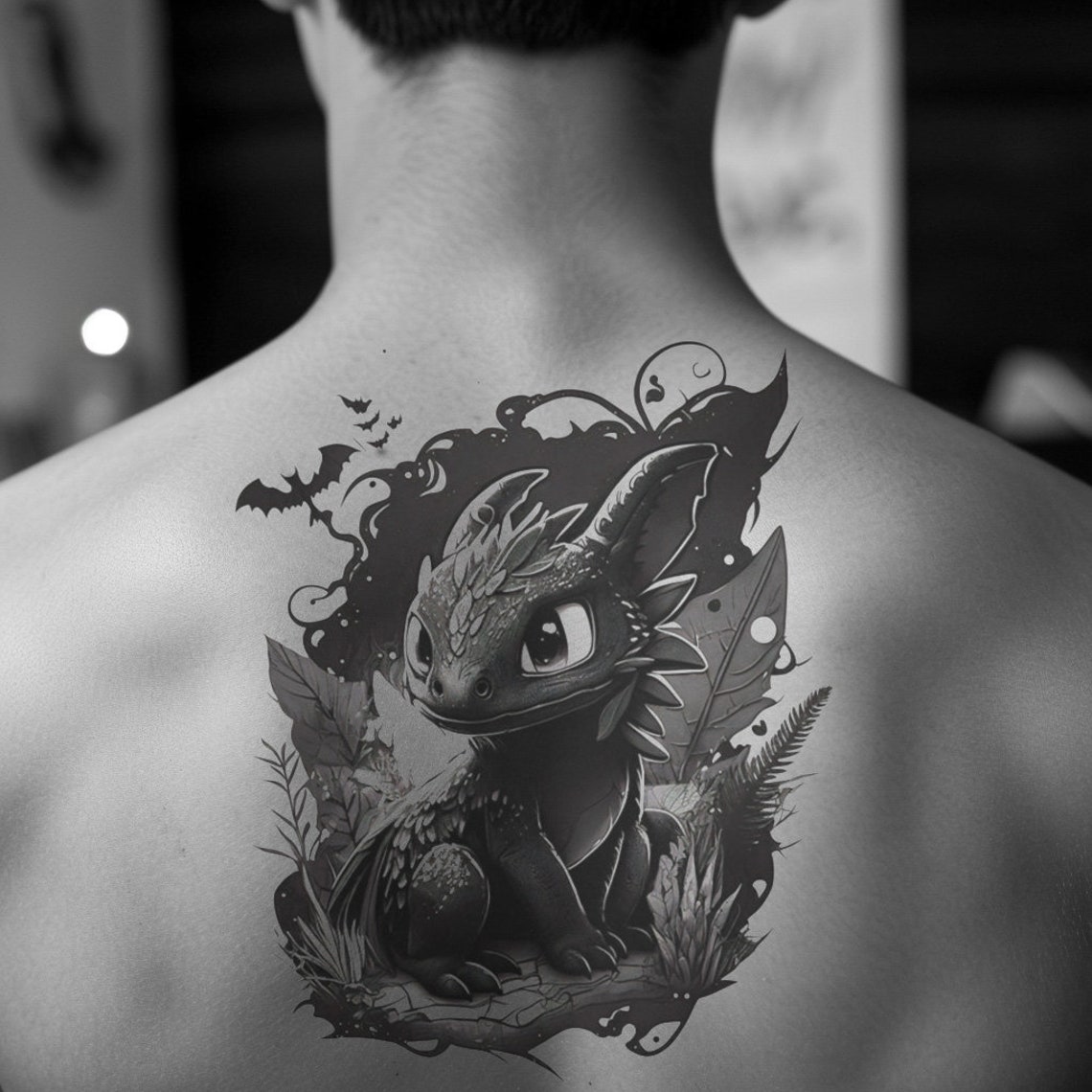 Toothless Dragon Tattoo Design Download High Resolution Digital PNG Art ...