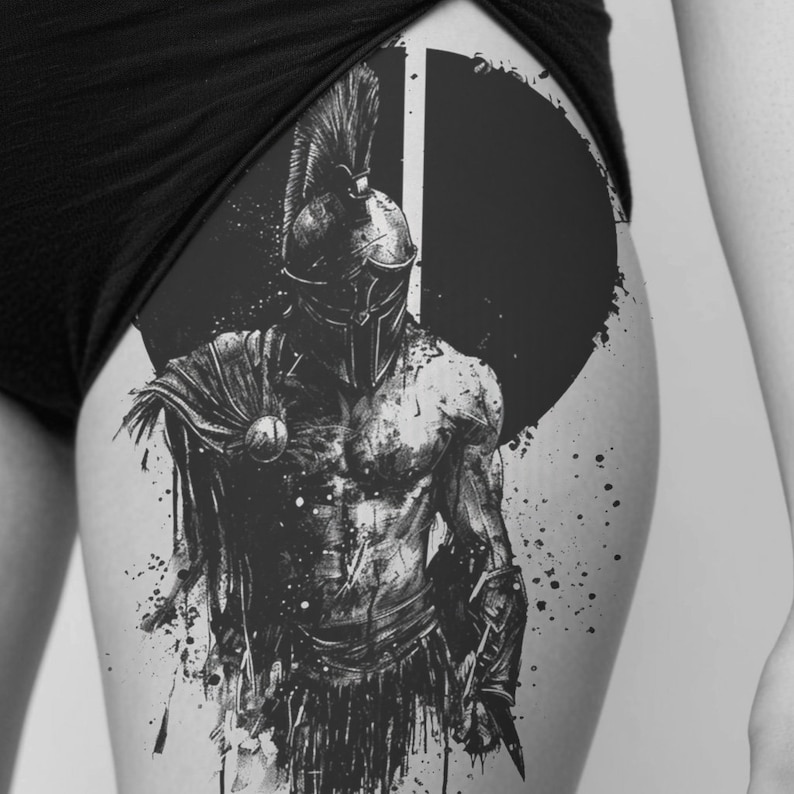 Spartan Warrior Tattoo Design: High-resolution PNG, SVG Stencil ...
