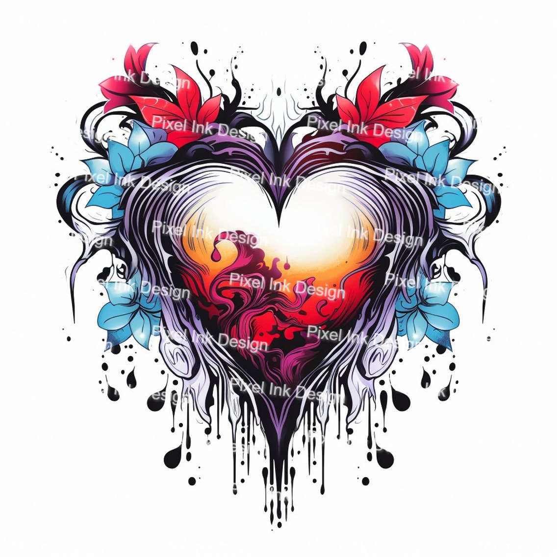 Heart Abstract Style Tattoo - Transparent Background - Download ...