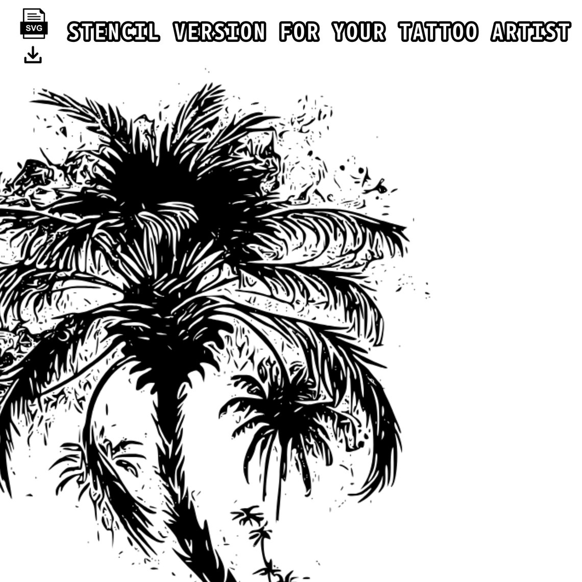 Palm Tree Tattoo Design Detailed High Resolution Digital Art on White ...