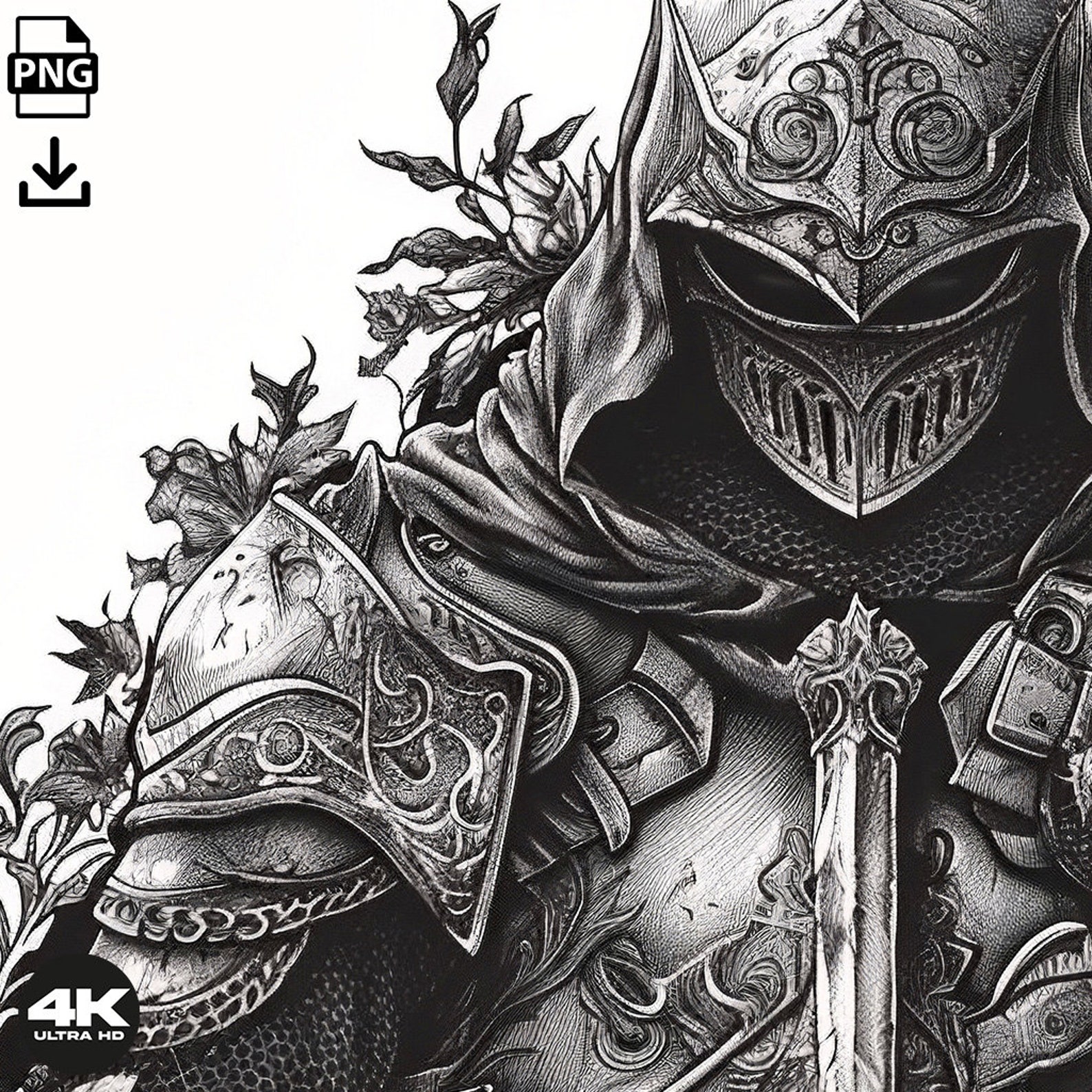 Knight Tattoo Design Download High Resolution Digital Art PNG ...