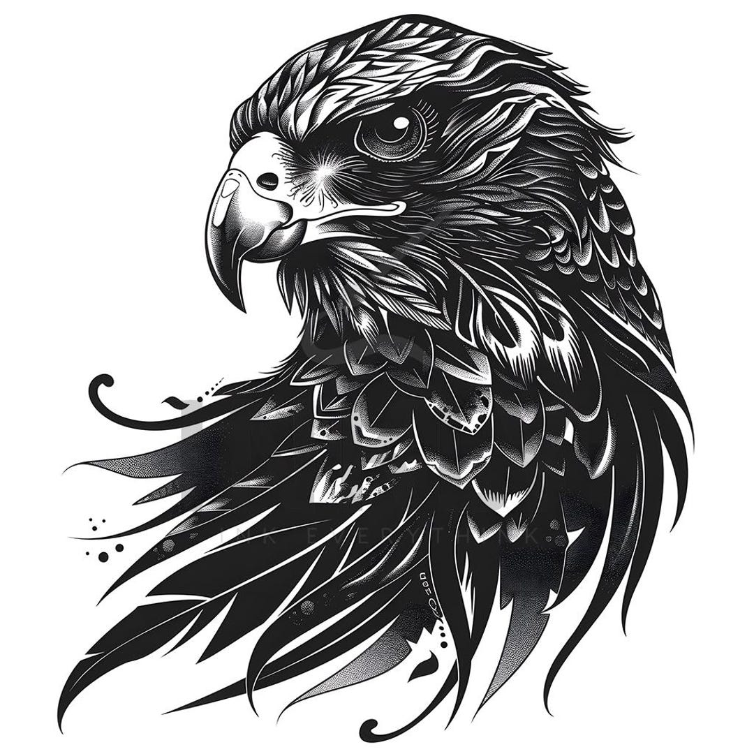 Hawk Tattoo Design - Download High Resolution Digital PNG Art on White ...