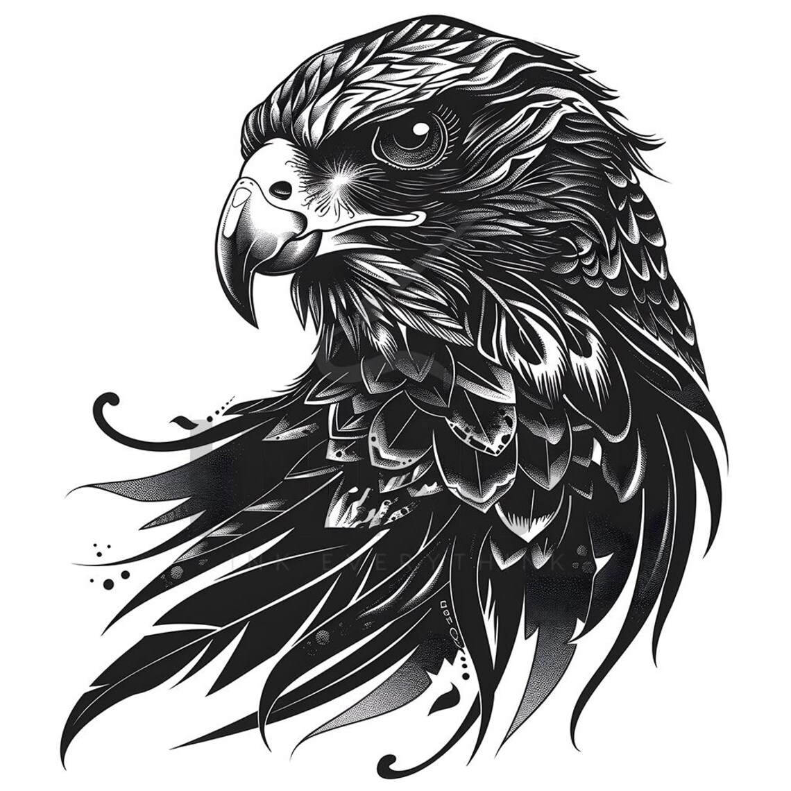 Hawk Tattoo Design - Download High Resolution Digital PNG Art on White ...
