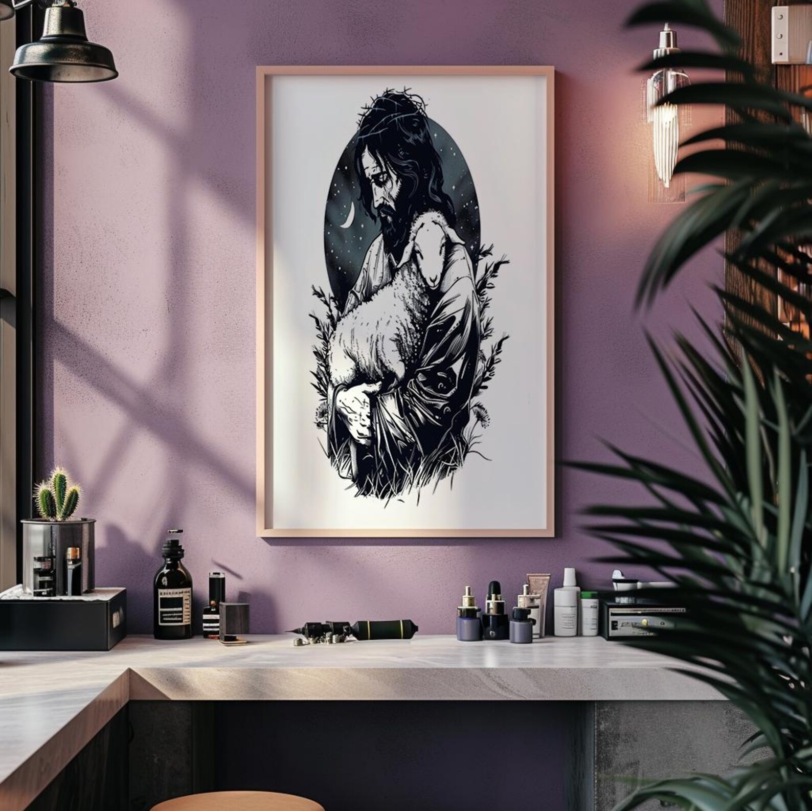 Jesus the Shepherd Tattoo Design: High-resolution PNG, SVG Stencil ...