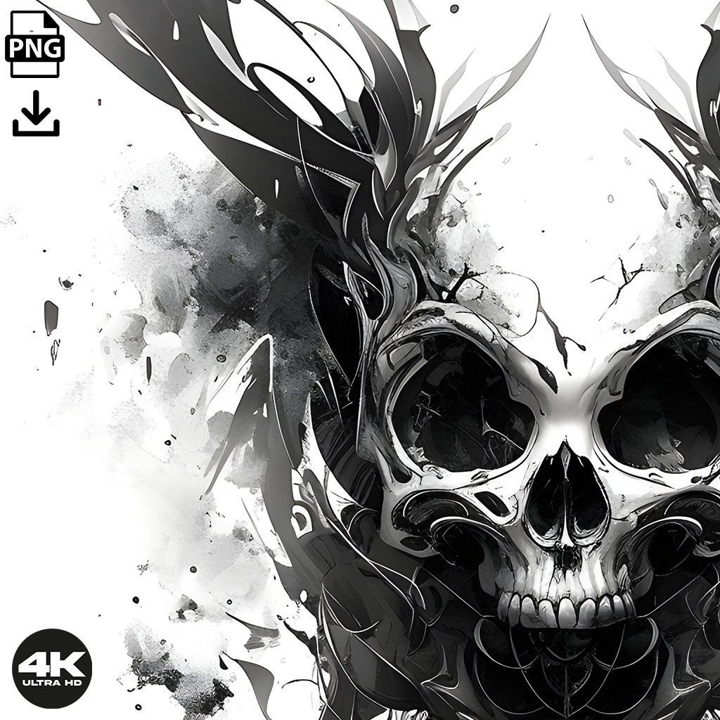 Scull Tattoo Design Transparent Background Download Detailed High ...