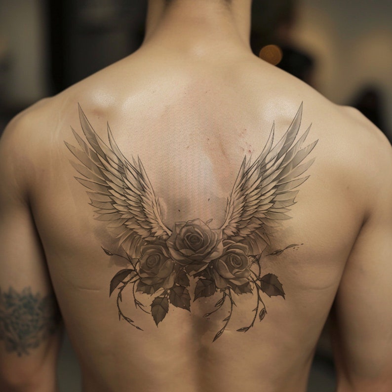 Roses With Wings Tattoo Design - Download High Resolution Digital Art ...