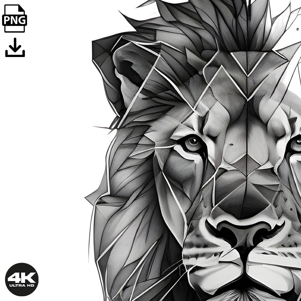 Geometrical Lion Tattoo Design Download High Resolution Digital Art PNG ...