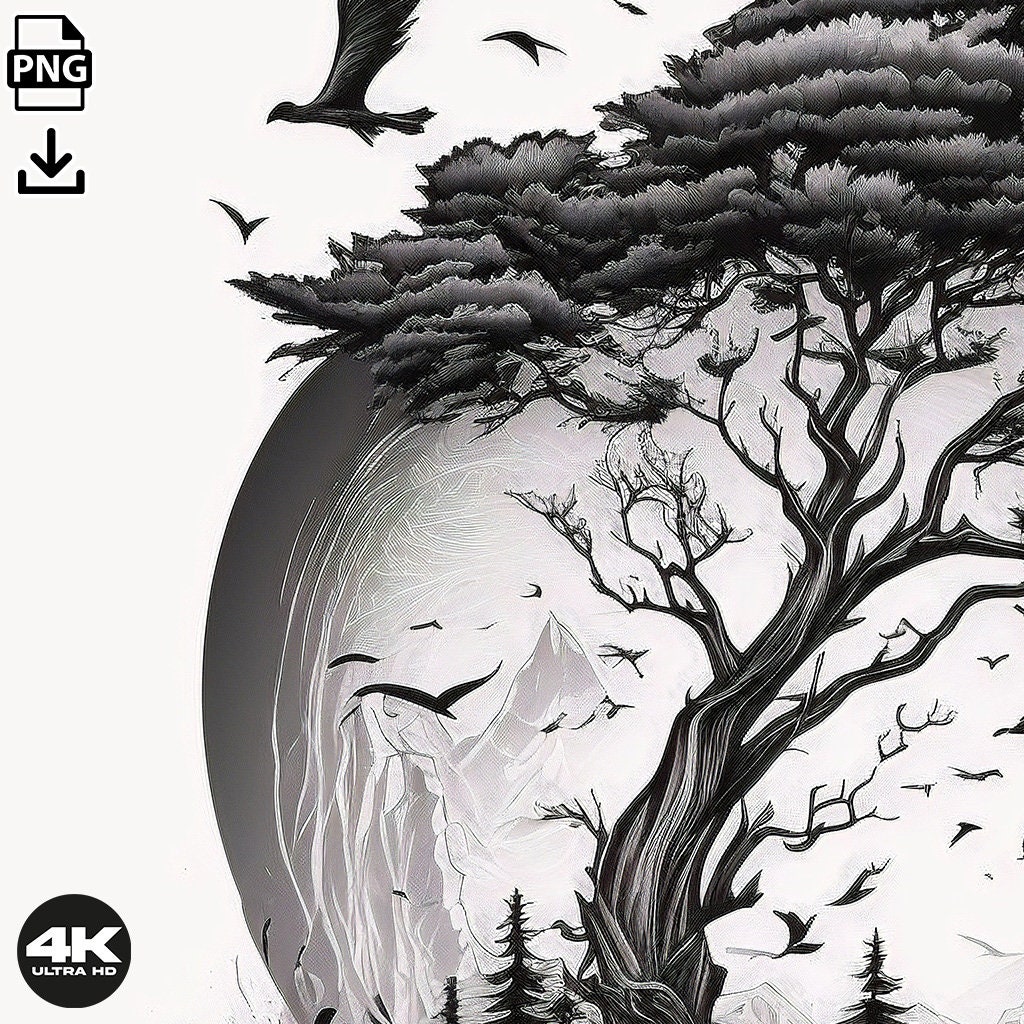 Cypress Tree Tattoo Design - Download High Resolution Digital Art PNG ...