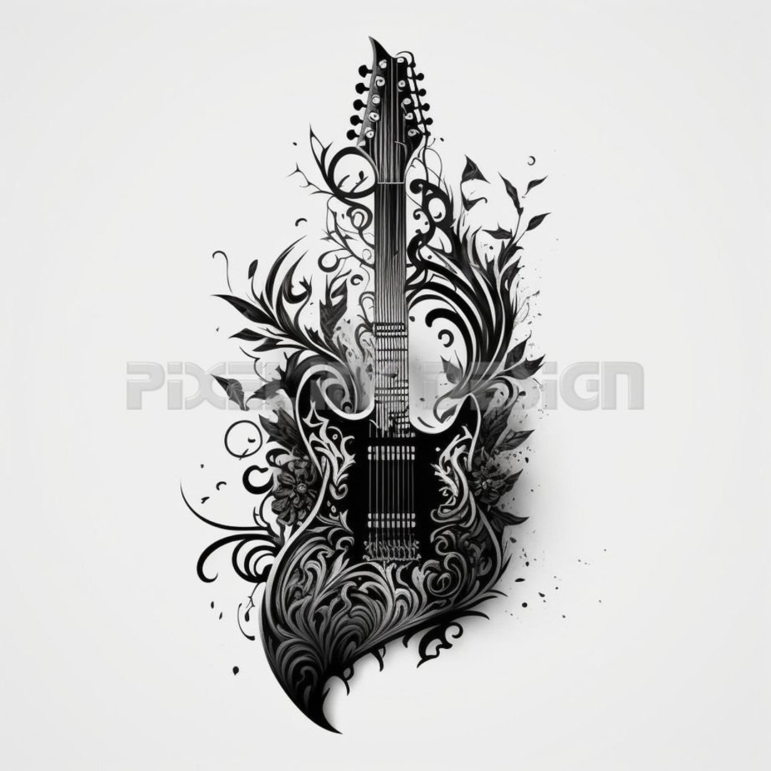 Guitar Tattoo Design - Download High Resolution Digital Art PNG ...