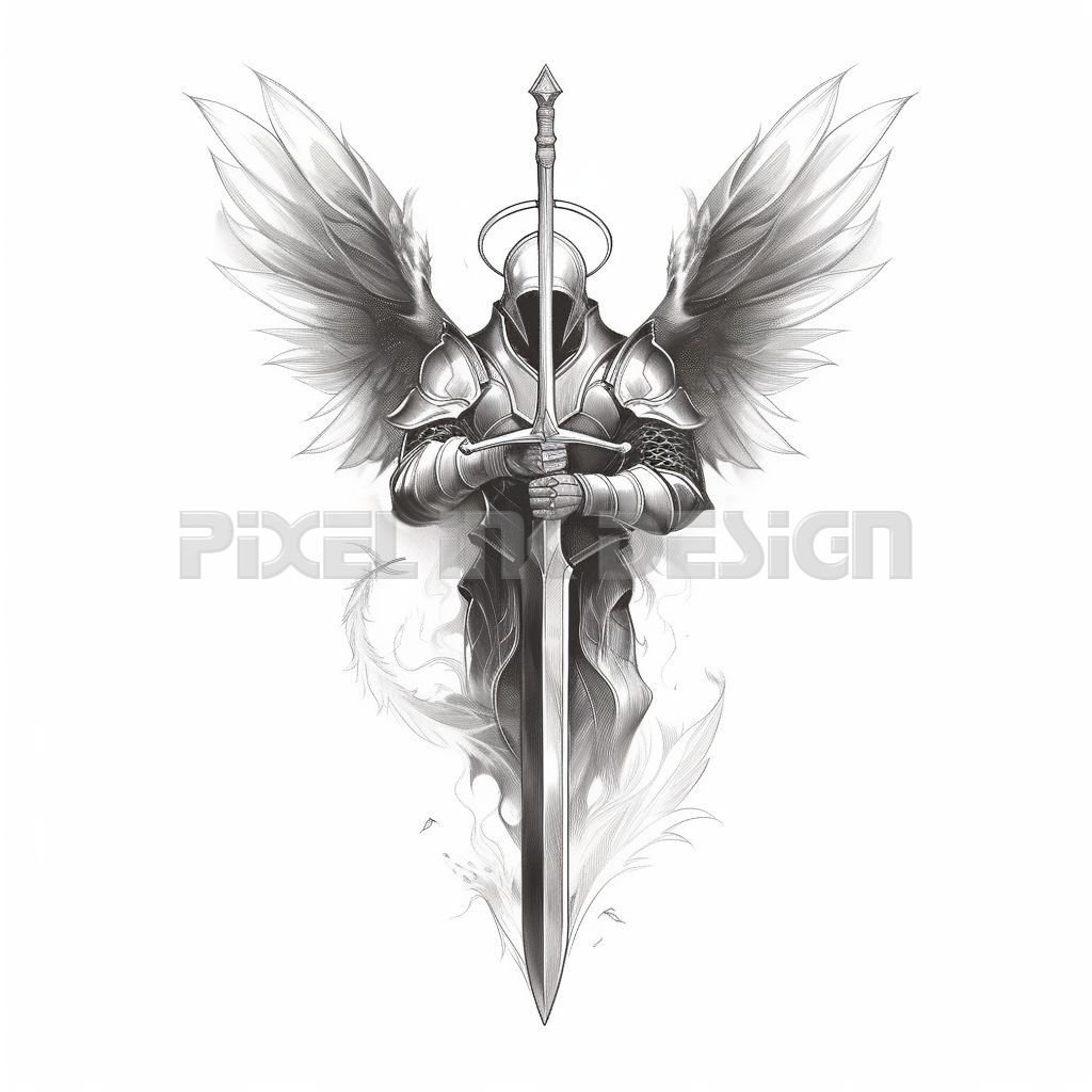 Angelic Knight Tattoo Design Download High Resolution Digital Art PNG ...