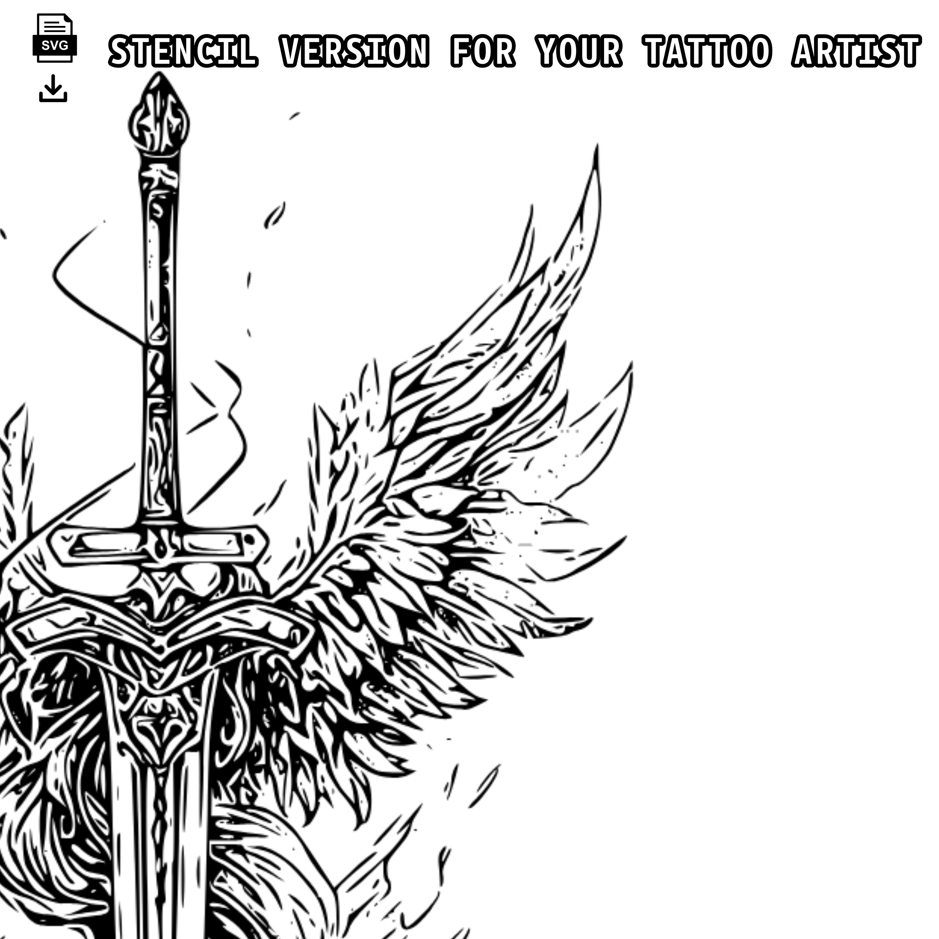 Sword With Wings Tattoo Design Detailed High Resolution Digital Art on ...