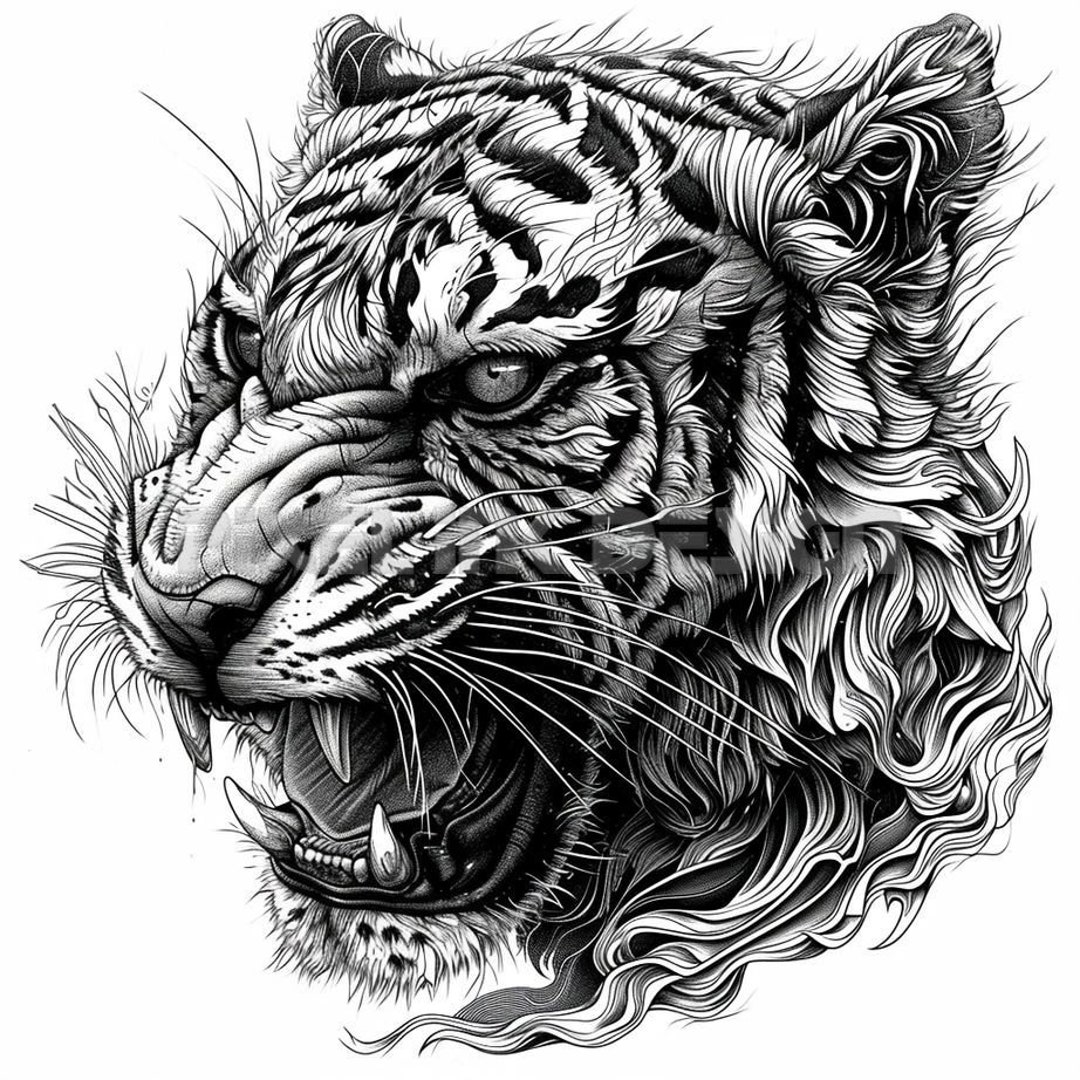 Tiger Tattoo Design: High-resolution PNG, SVG Stencil (digital Download ...