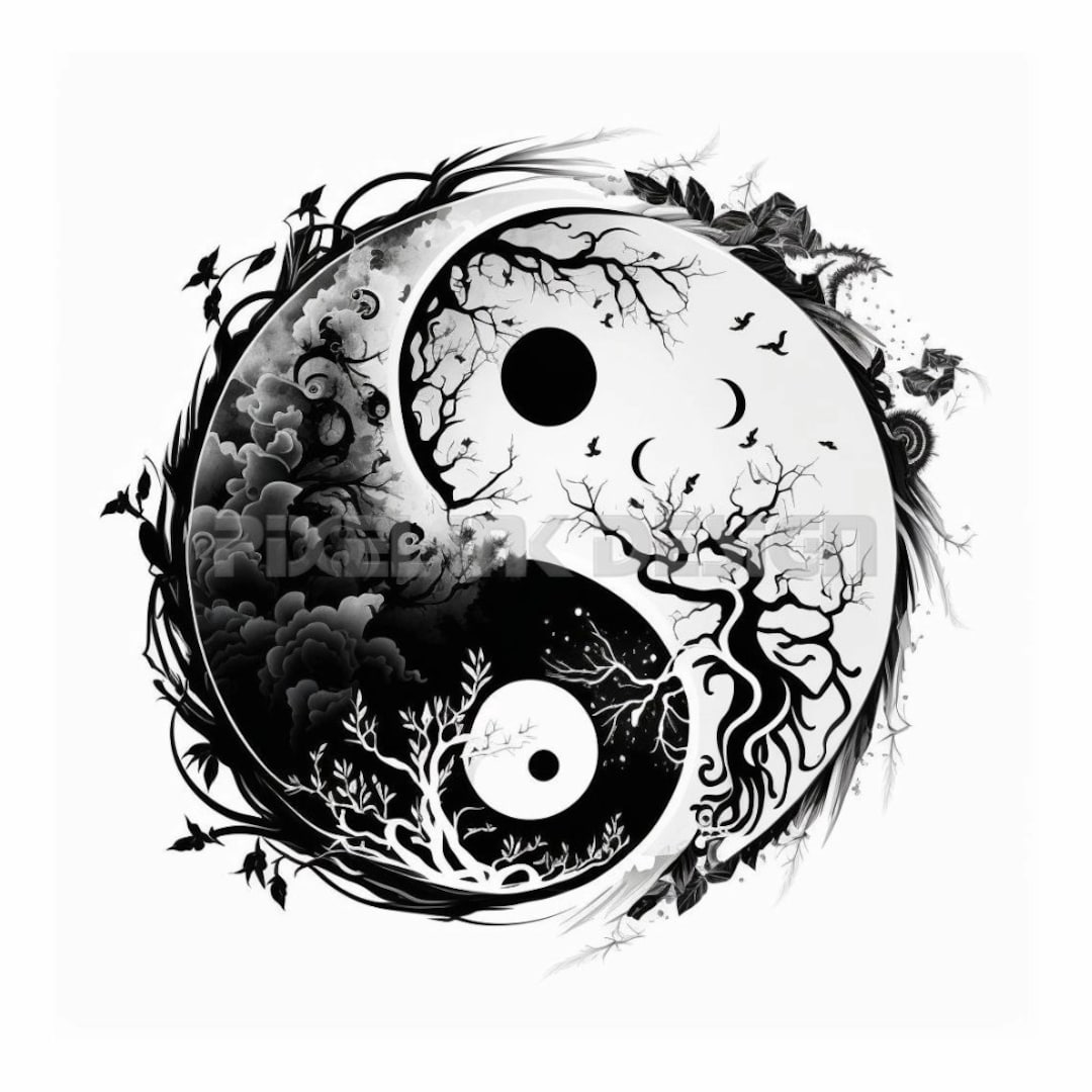 Yin & Yang Tattoo - White Background - Download High Resolution Digital ...