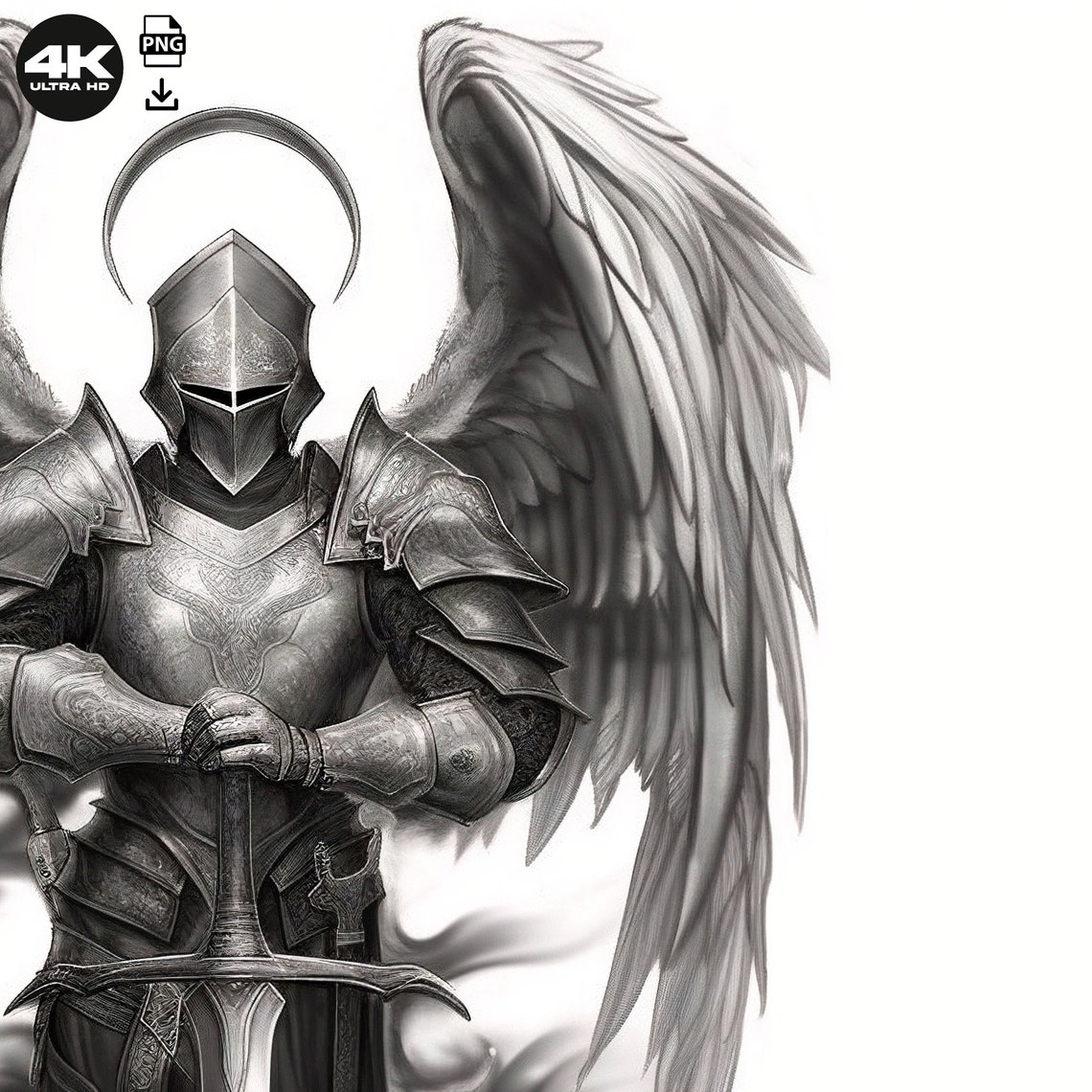 Angel Knight Tattoo Design Detailed High Resolution Digital Art on ...