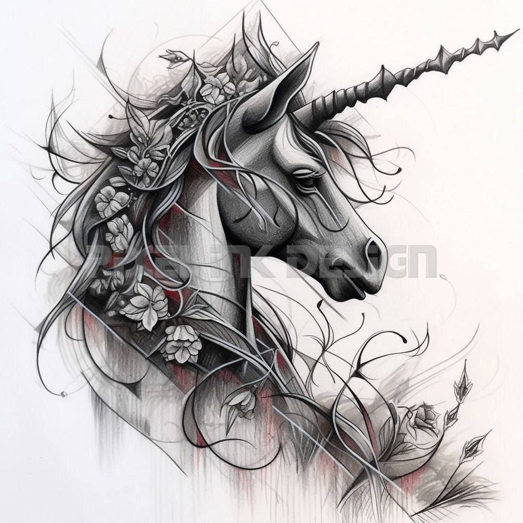 Unicorn Tattoo Design - Download High Resolution Digital Art PNG ...