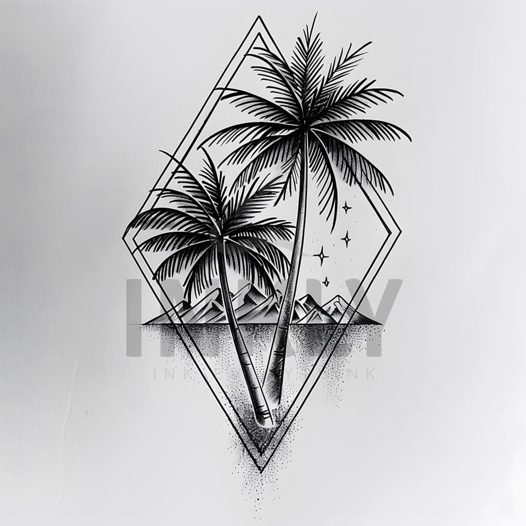 Palm Trees Tattoo Design - Download High Resolution Digital Art PNG ...