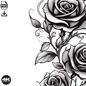 Rose Flower Tattoo Design - Download High Resolution Digital Art PNG ...