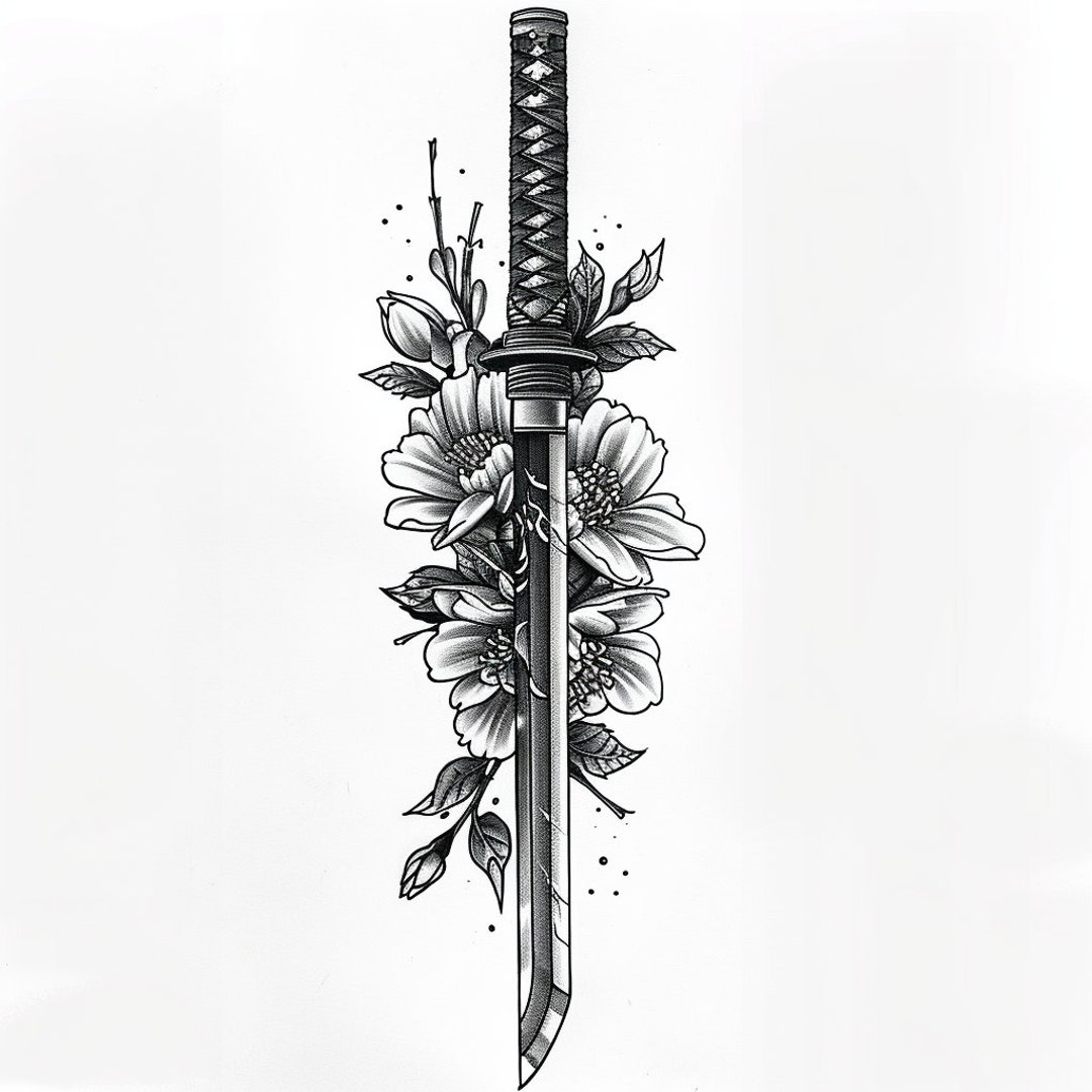 Katana Sword Tattoo Design Detailed High Resolution Digital Art on ...