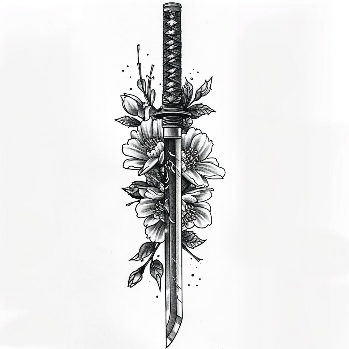 Katana Sword Tattoo Design Detailed High Resolution Digital Art on ...