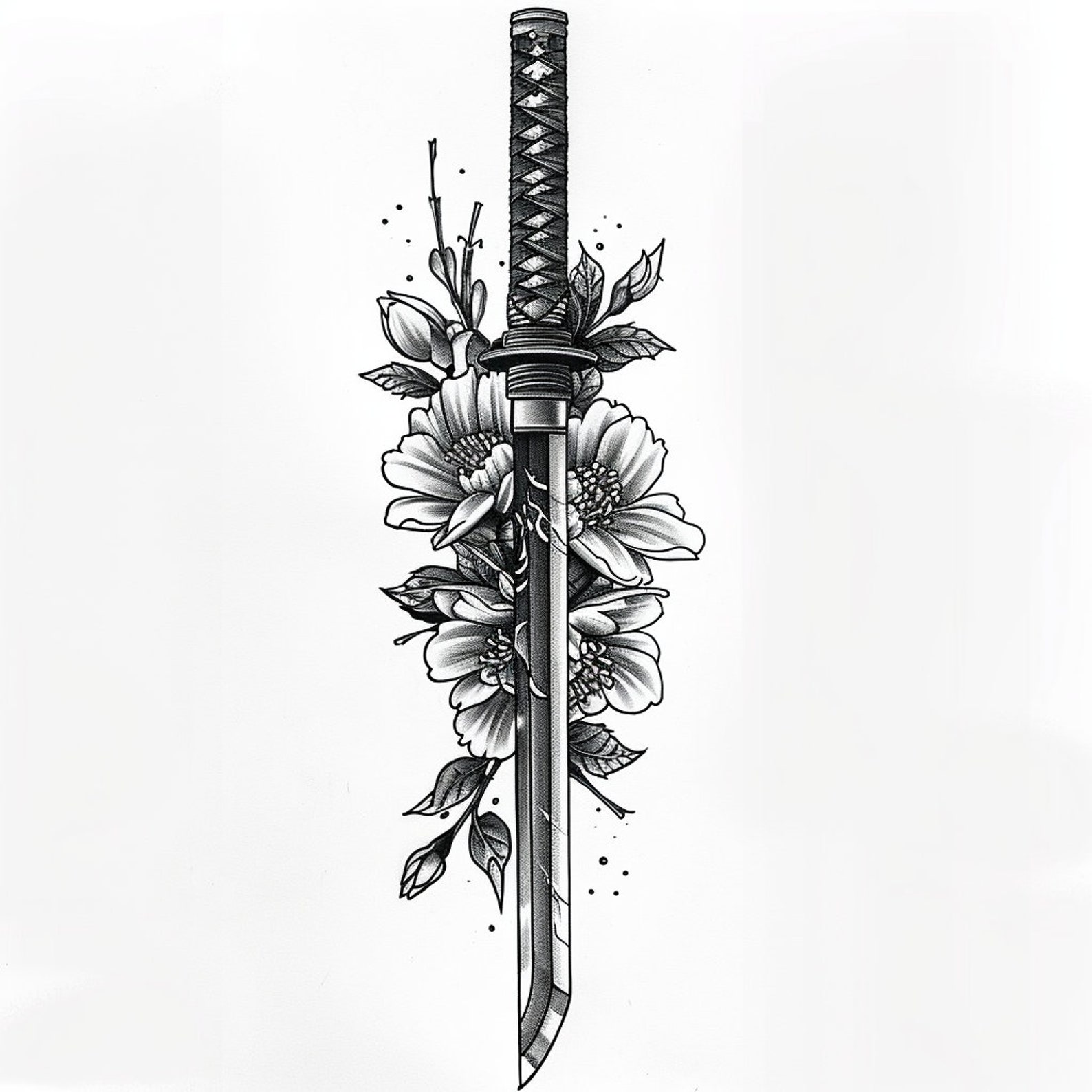 Katana Sword Tattoo Design - Download High Resolution Digital Art PNG ...